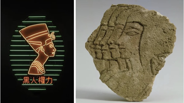 Western paintings and statues about the Pharaonic civilization in a ...